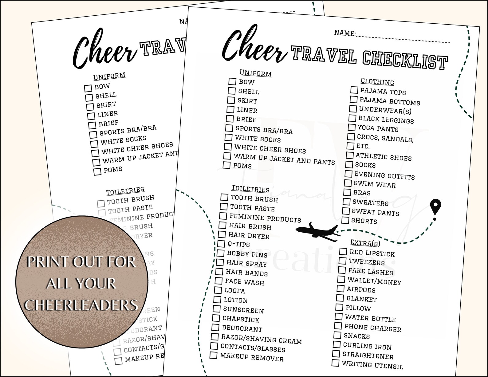 Cheer Travel Checklist Travel Packing List PDF INSTANT - Etsy