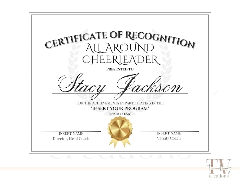 Editable Cheerleading Certificate, Cheer Squad Awards, Printable ...