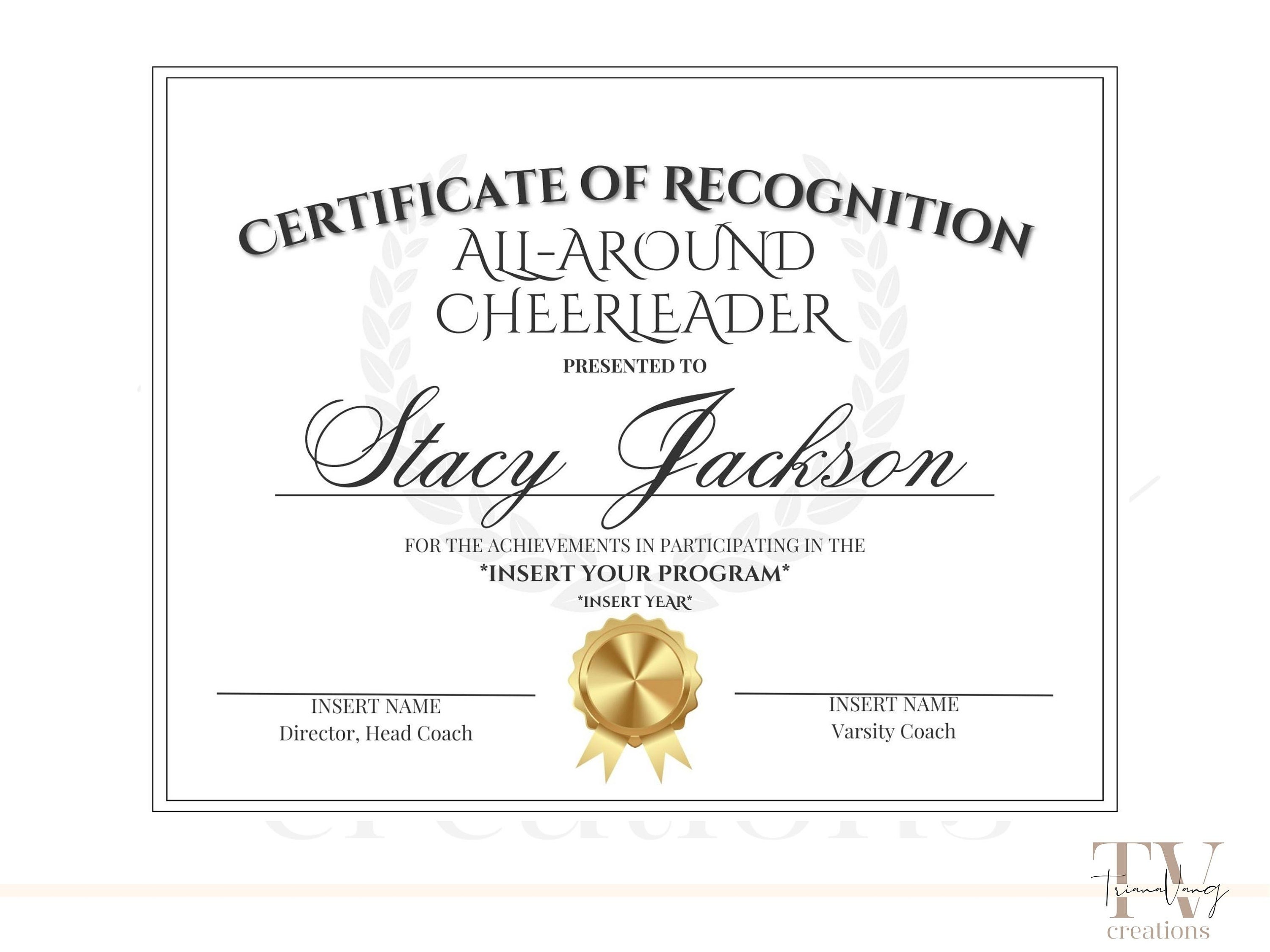 Editable Cheerleading Certificate, Cheer Squad Awards, Printable ...