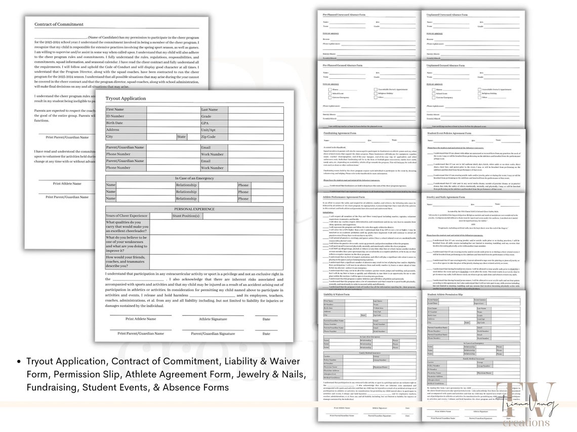 Printable Cheer Handout Templates, CANVA Editable, Athlete Paperwork ...