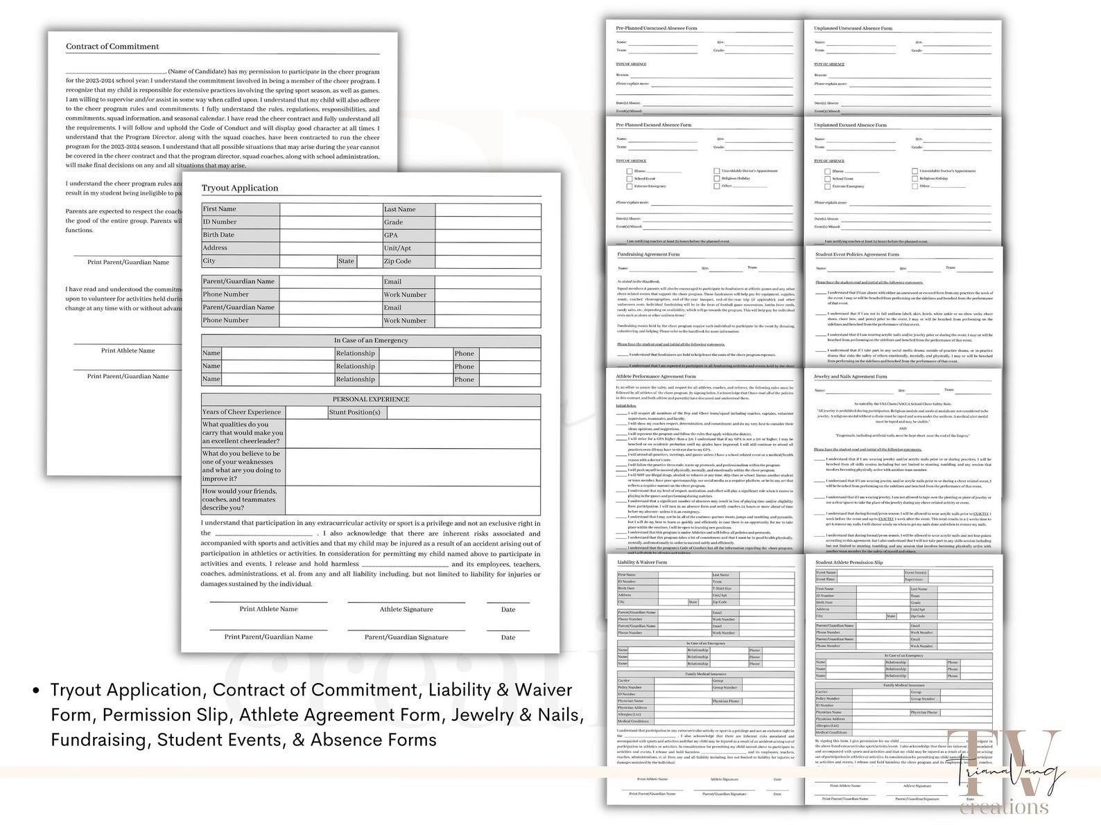 Printable Cheer Handout Templates, CANVA Editable, Athlete Paperwork ...
