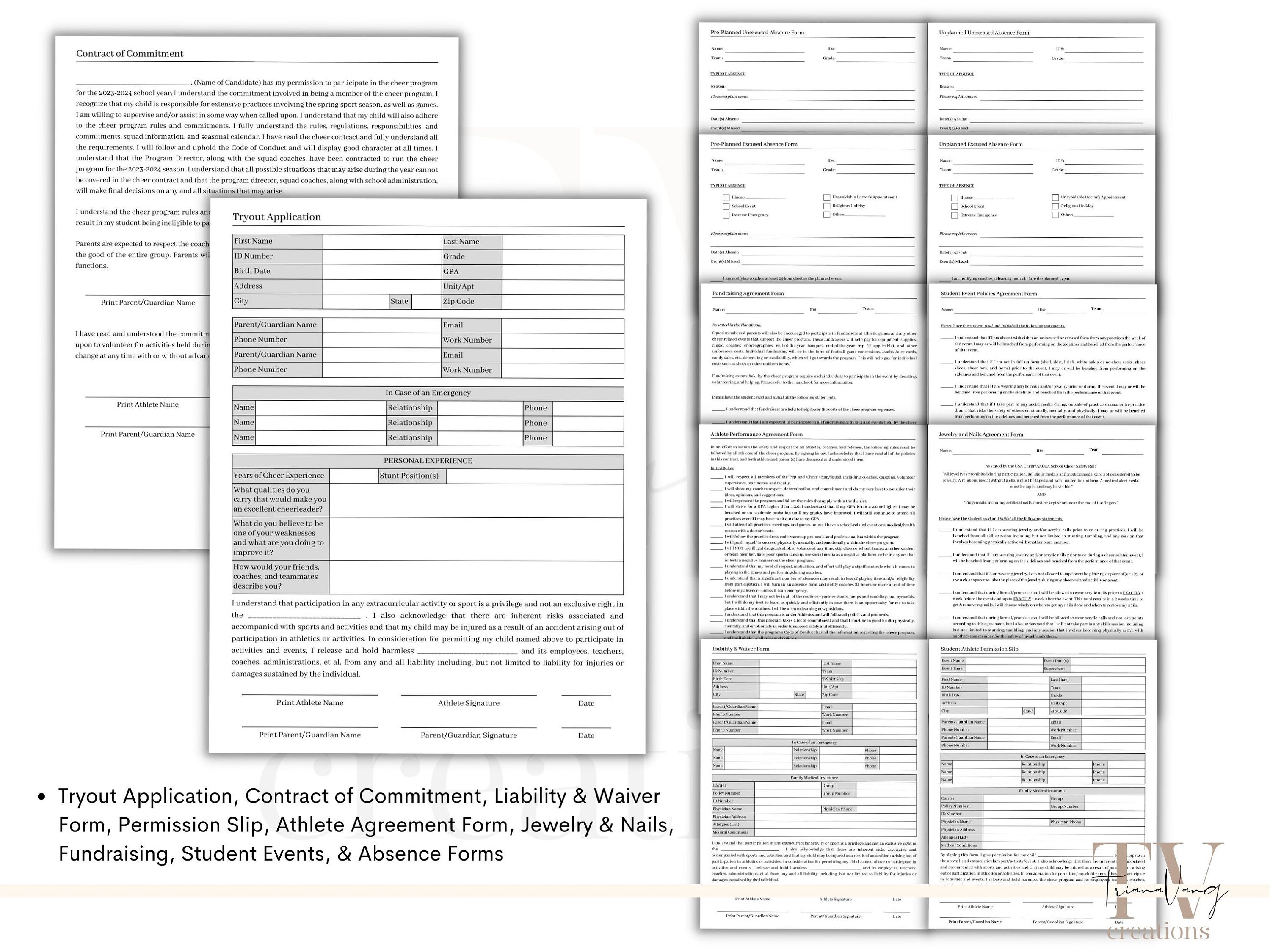 Printable Cheer Handout Templates, CANVA Editable, Athlete Paperwork ...