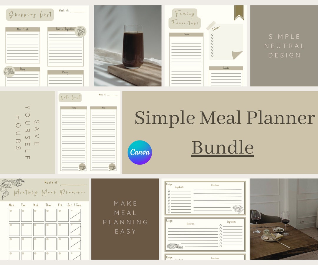 Simple Meal Planner Modern Bundle - Etsy