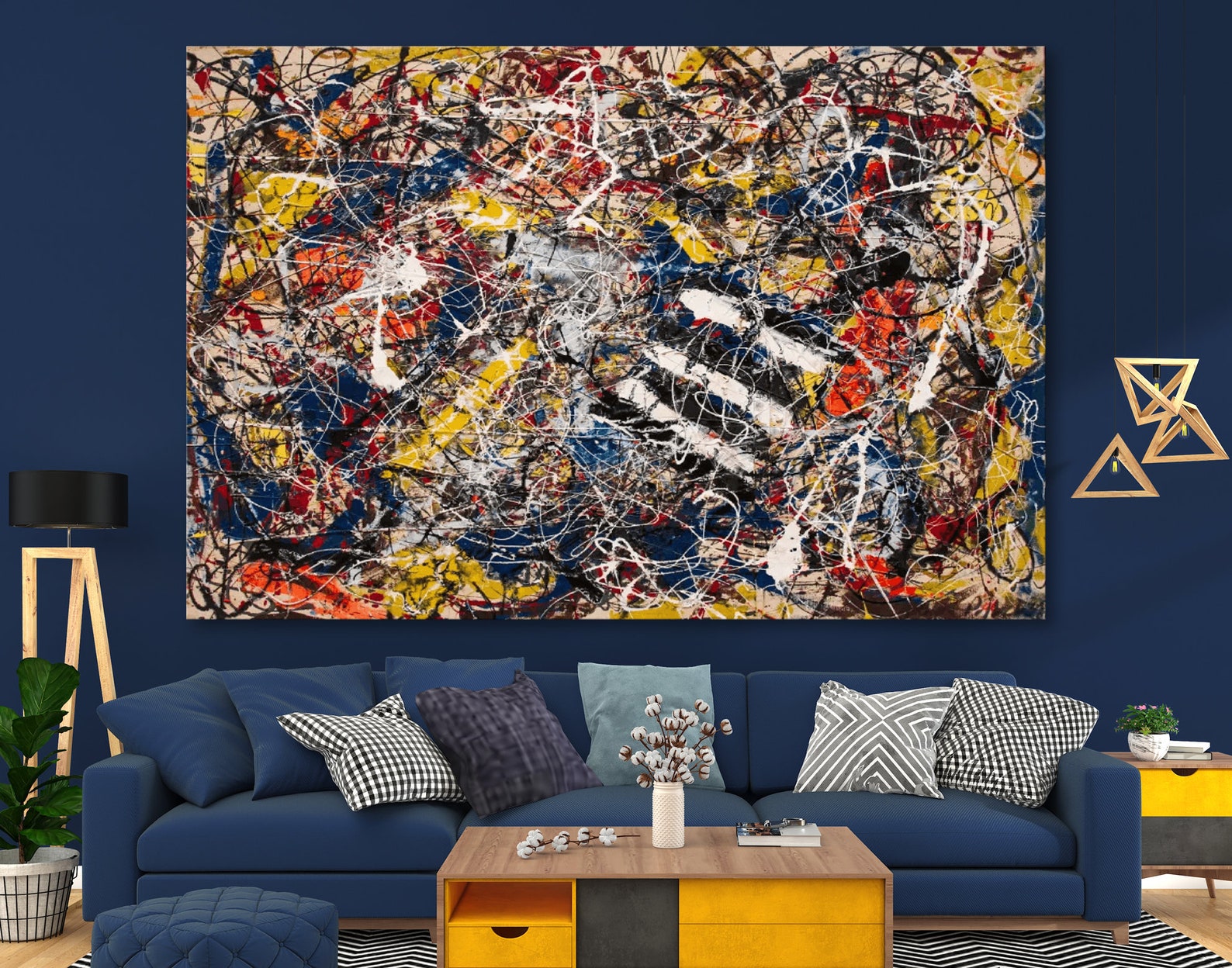 Jackson Pollock No. 17A Print on Canvas Bright Colorful Living Room ...