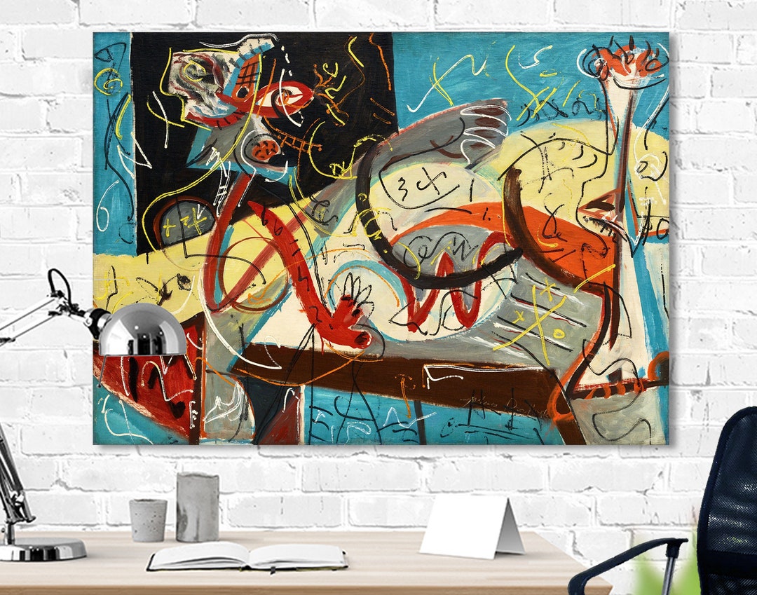Jackson Pollock Stenographic Figure Print on Canvas Bright Living Room ...