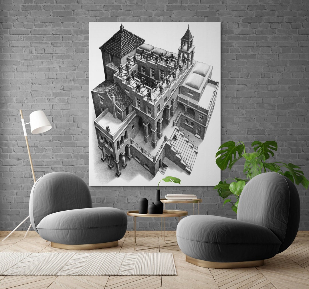 M.C. Escher Ascending-descending Black and White Extra Large Print on ...