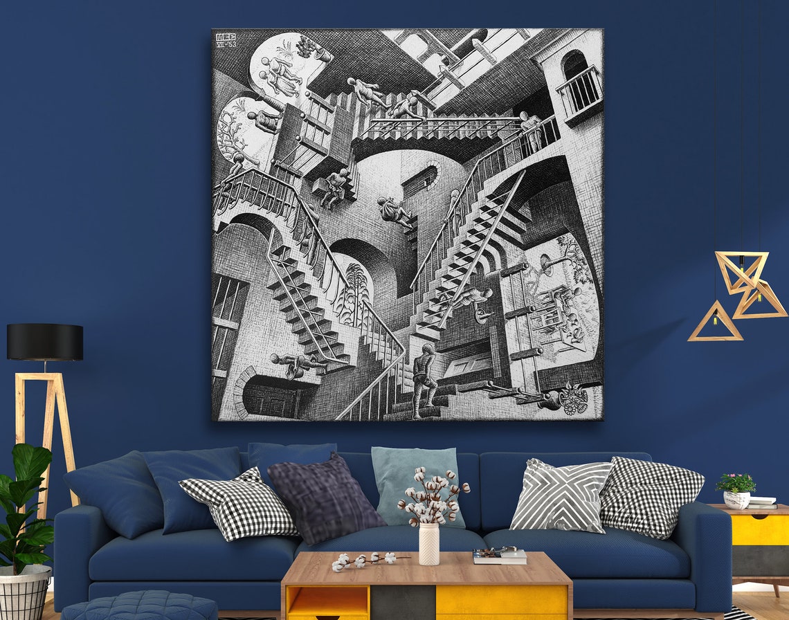 M.C. Escher Relativity Print on Canvas Bright Living Room Modern ...