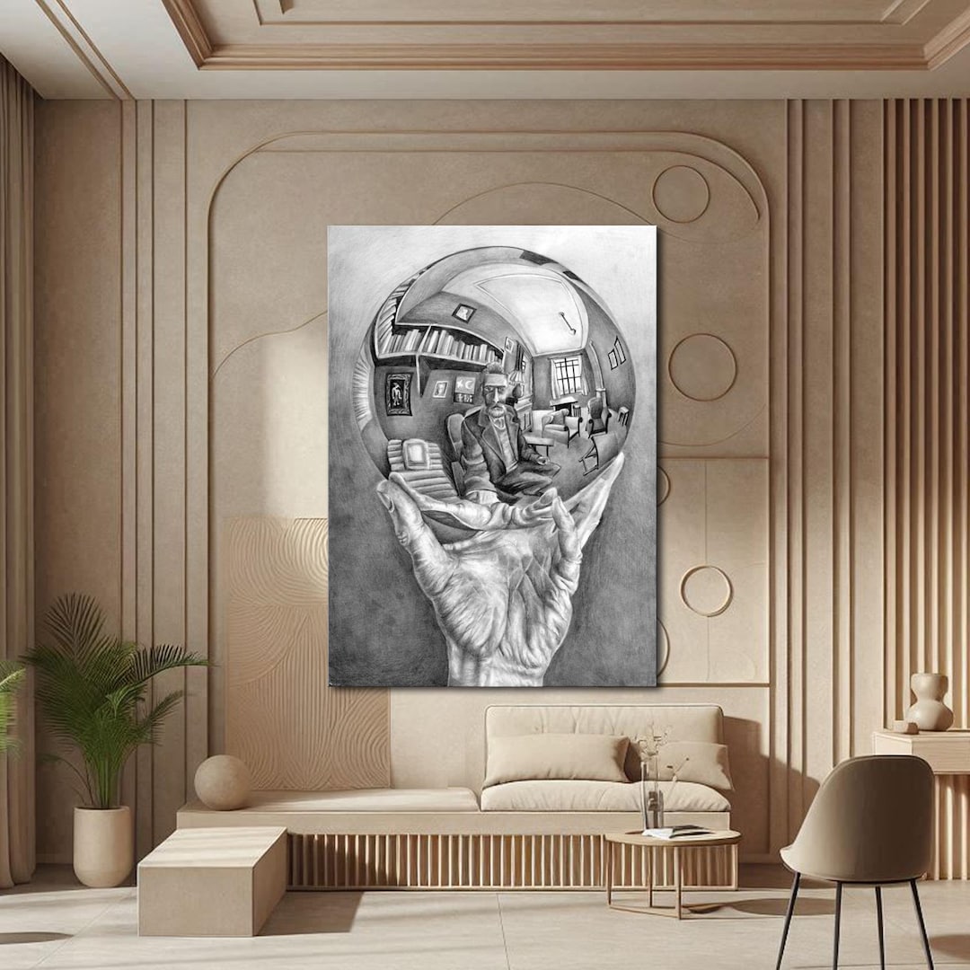 M.C. Escher Hand With Reflecting Sphere Print on Canvas Bright Living ...