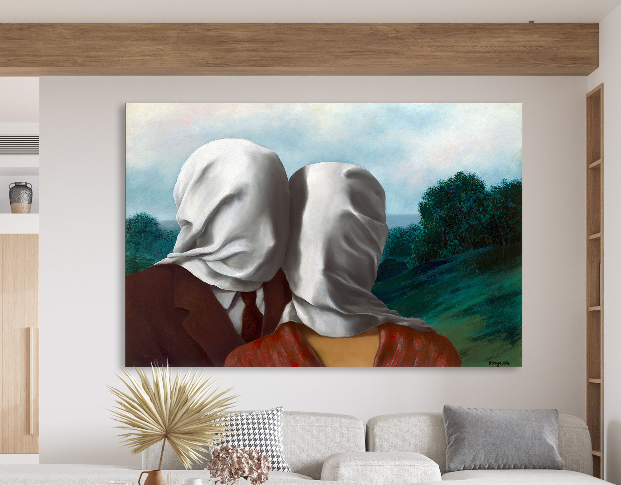 Rene Magritte Lovers Painting on Canvas Bright Colorful Popular Modern ...
