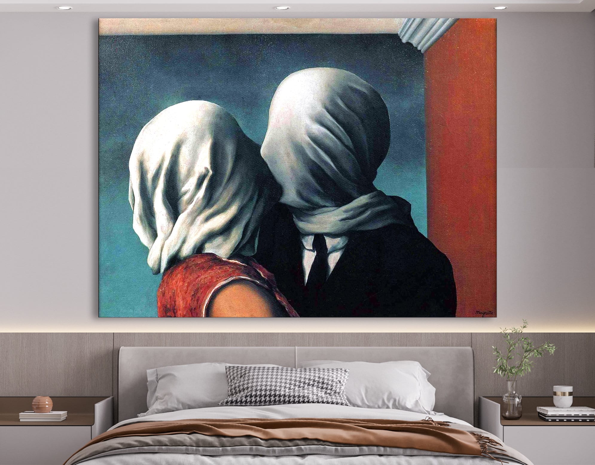Rene Magritte the Lovers Print on Canvas Print Bright Colorful ...