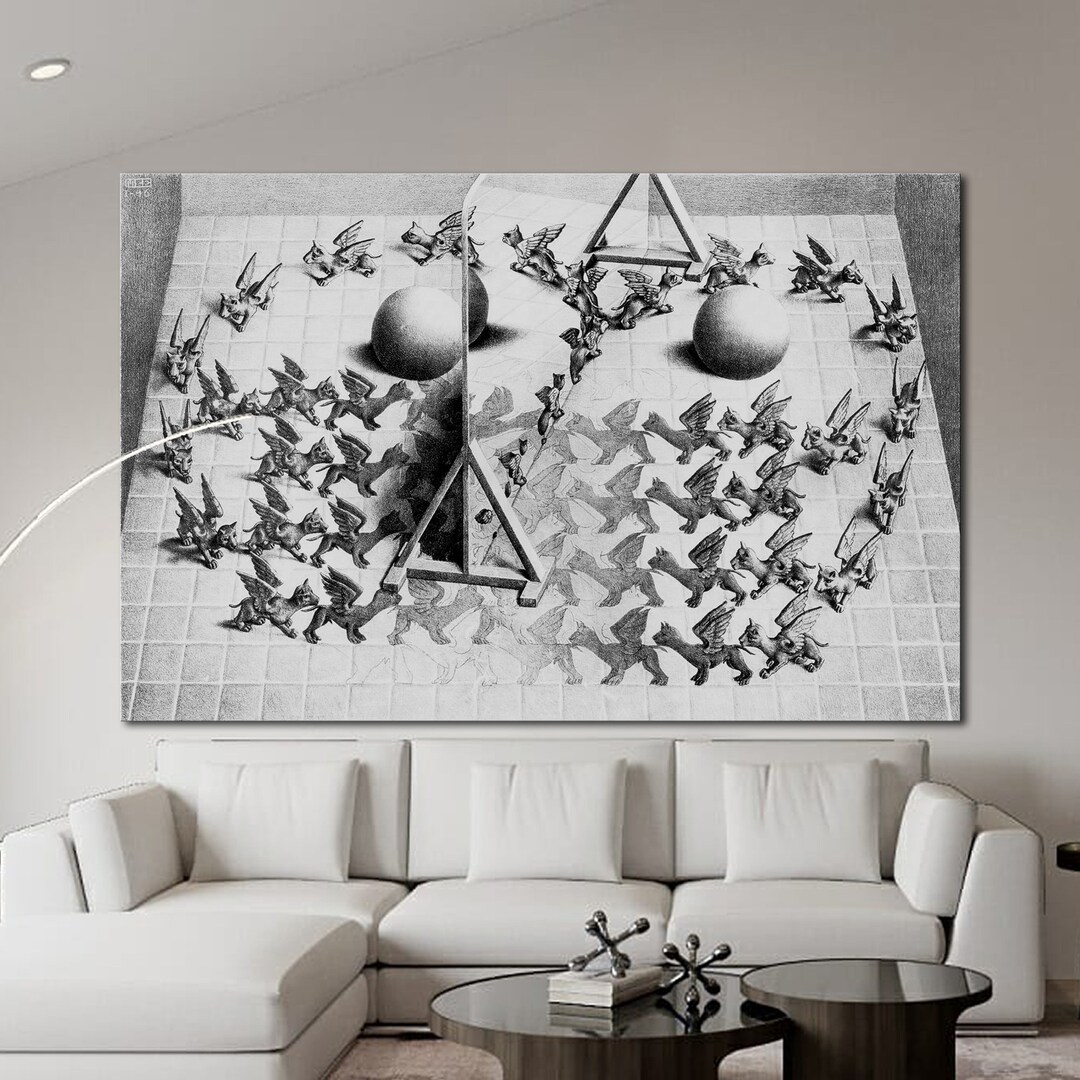 M.C. Escher Magic Mirror Print on Canvas Bright Living Room Modern ...