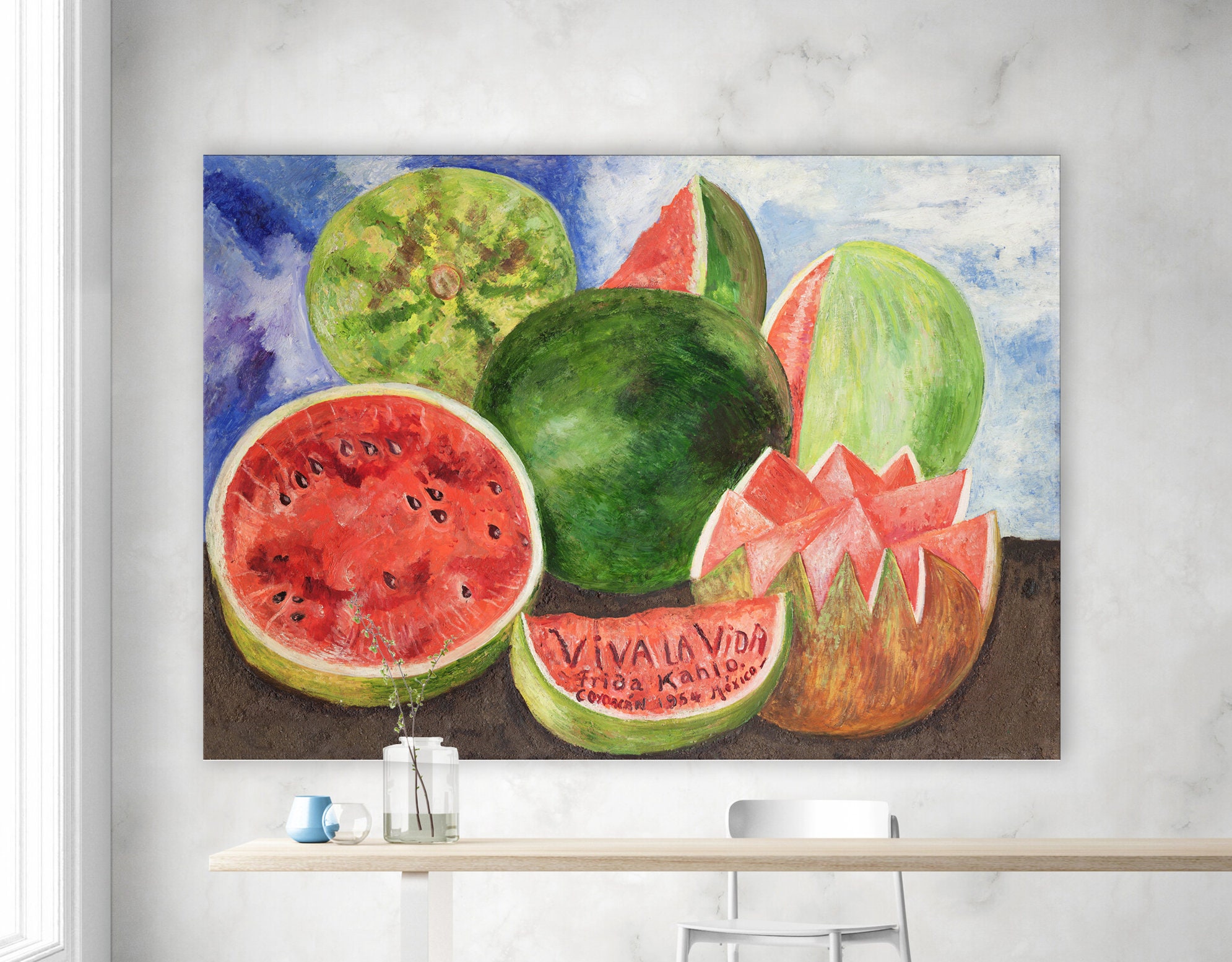 Frida Kahlo Viva La Vida Watermelons Print Canvas Bright Colorful ...