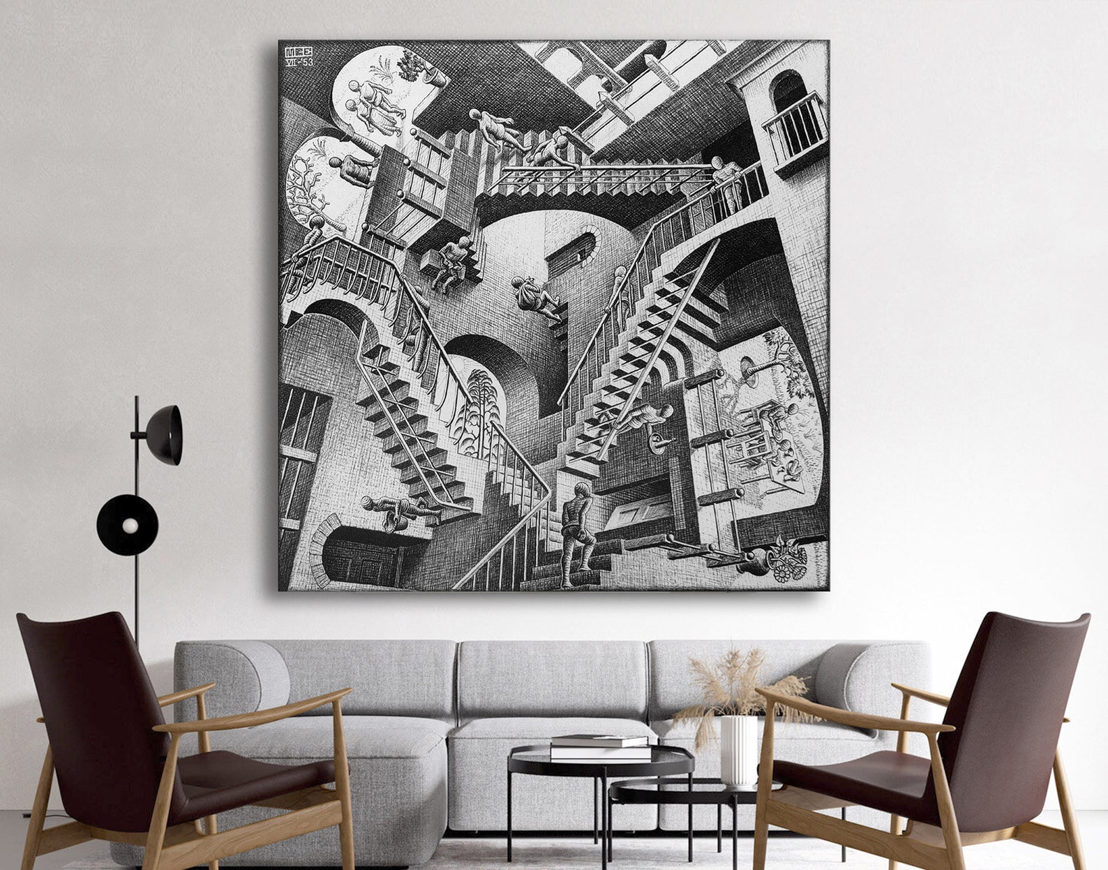 M.C. Escher Relativity Print on Canvas Bright Living Room Modern ...