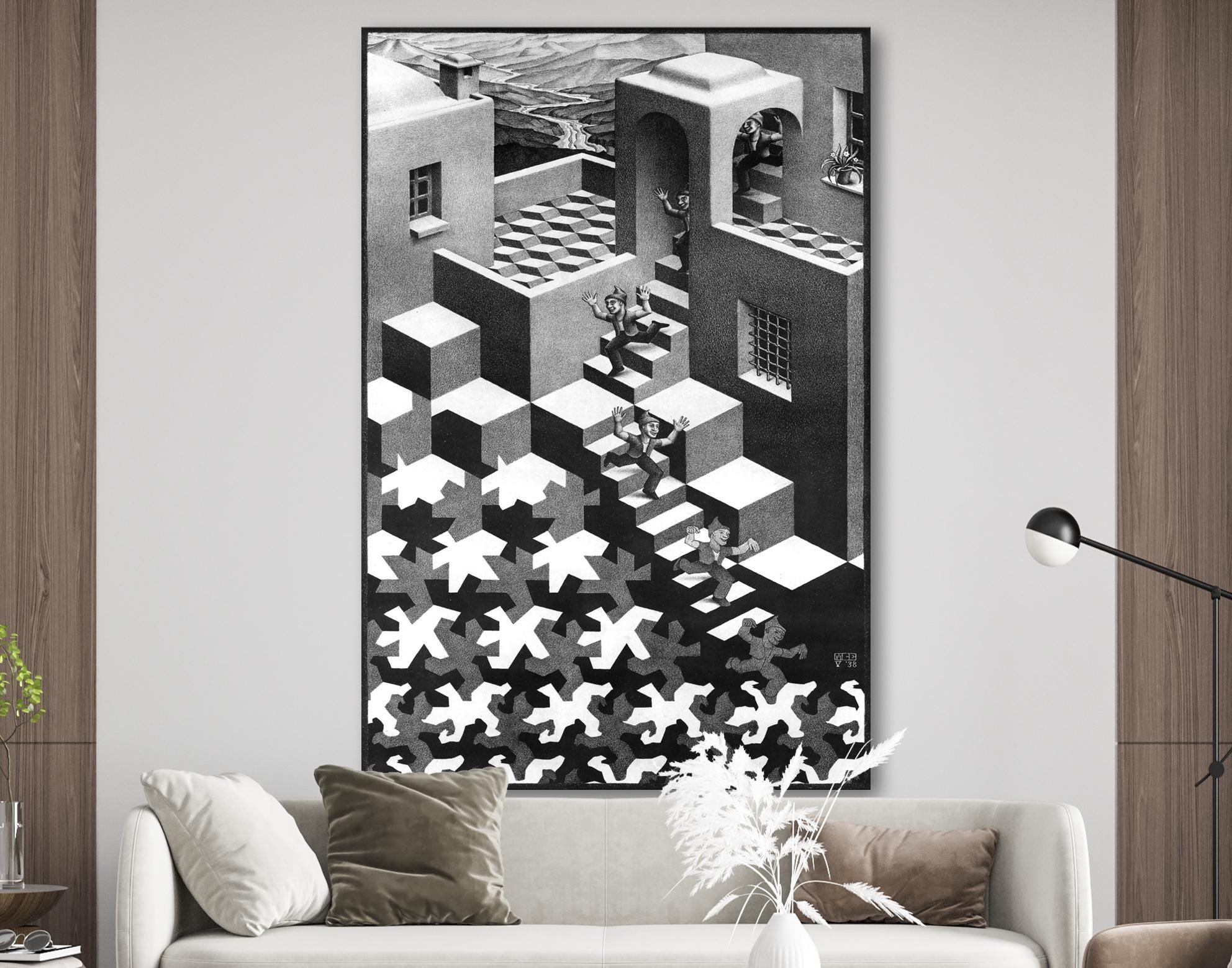 Cycle M.C. Escher Print on Canvas Bright Living Room Modern Decor ...