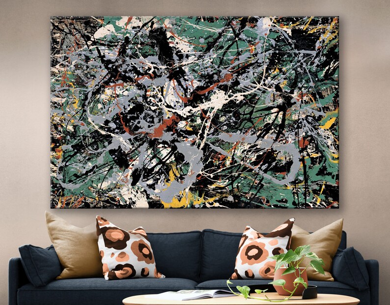Jackson Pollock Untitled Green Silver Print on Canvas Bright - Etsy