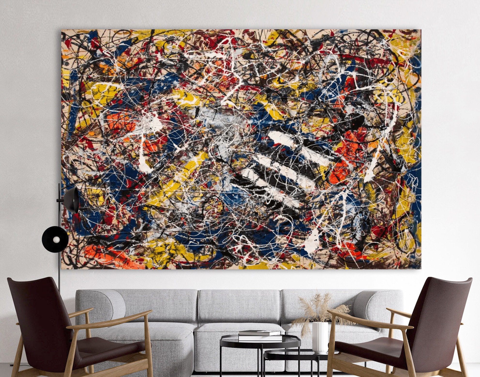 Jackson Pollock No. 17A Print on Canvas Bright Colorful Living Room ...