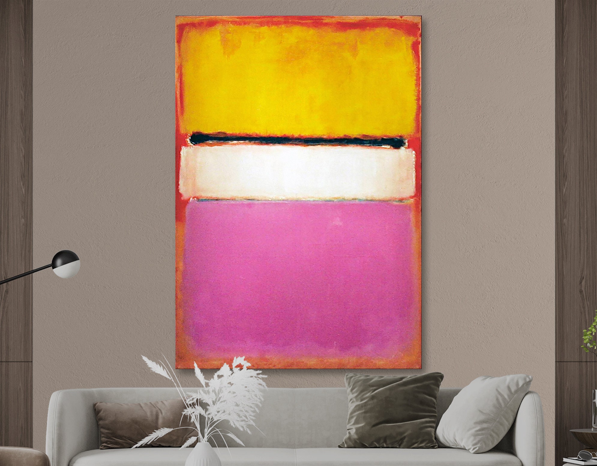 Mark Rothko White Center Yellow Pink Painting on Canvas Bright Colorful ...
