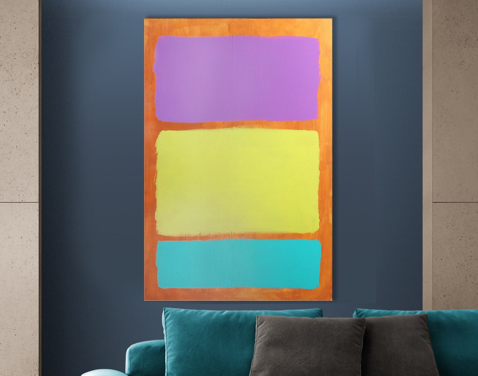 Berry Yellow Mint Rothko Style Print on Canvas Bright Colorful Living ...
