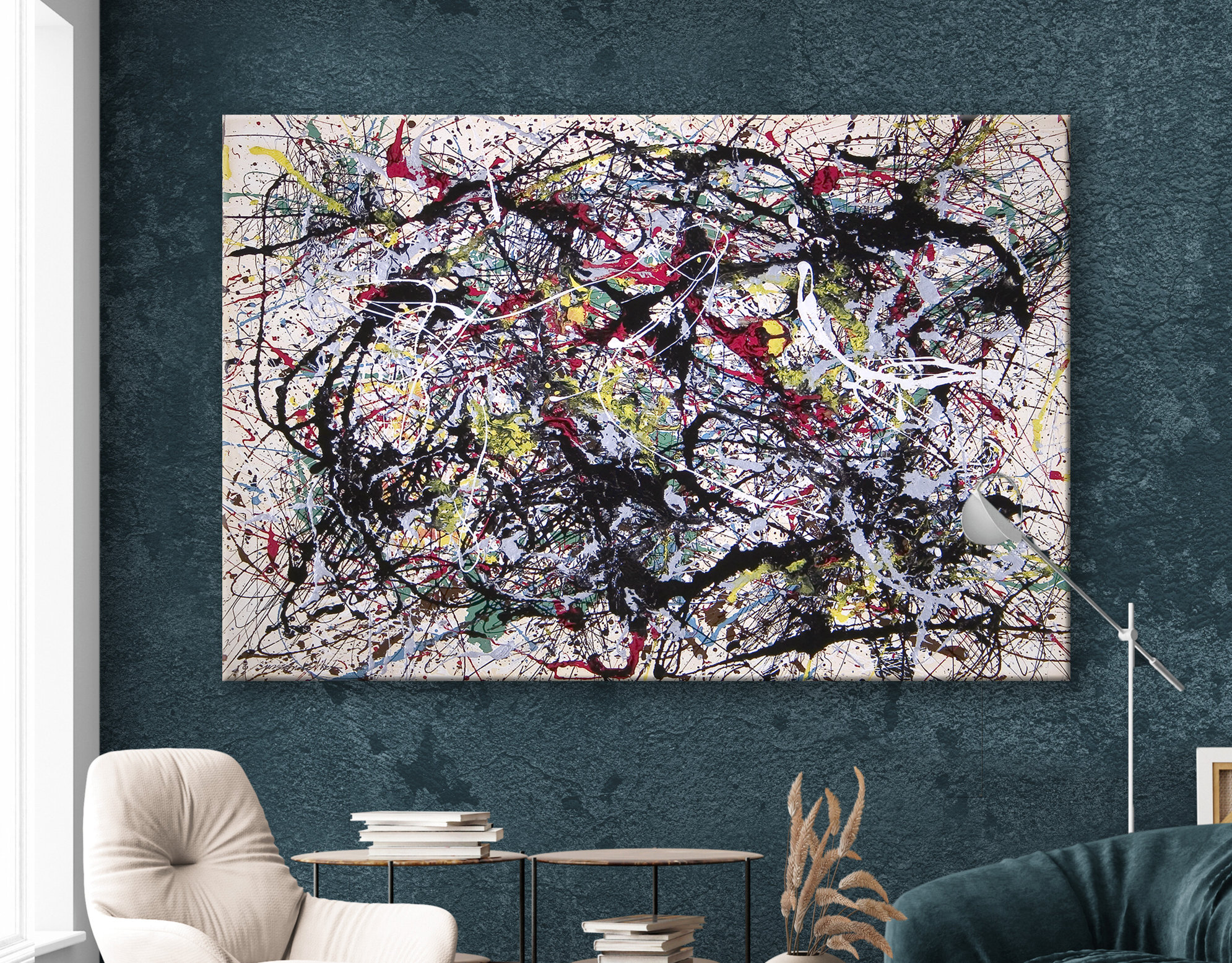 Jackson Pollock No. 48 Print on Canvas Bright Colorful Living Room ...