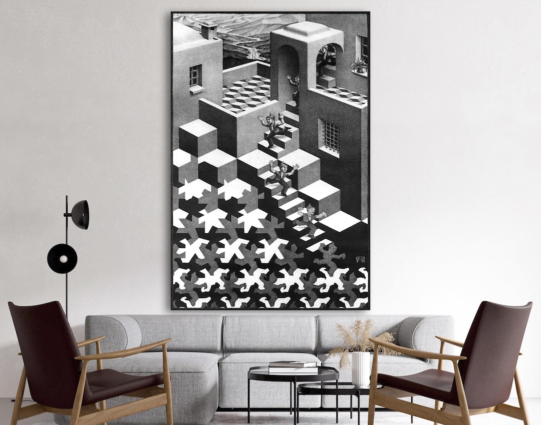 Cycle M.C. Escher Print on Canvas Bright Living Room Modern Decor ...