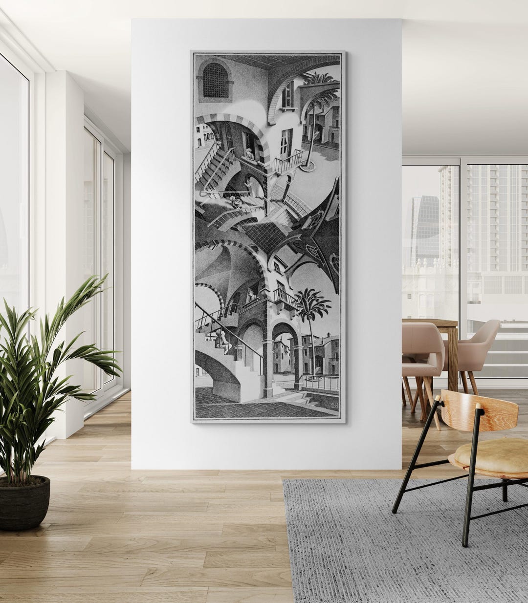 M.C. Escher up and Down Print on Canvas Living Room Modern Abstract ...