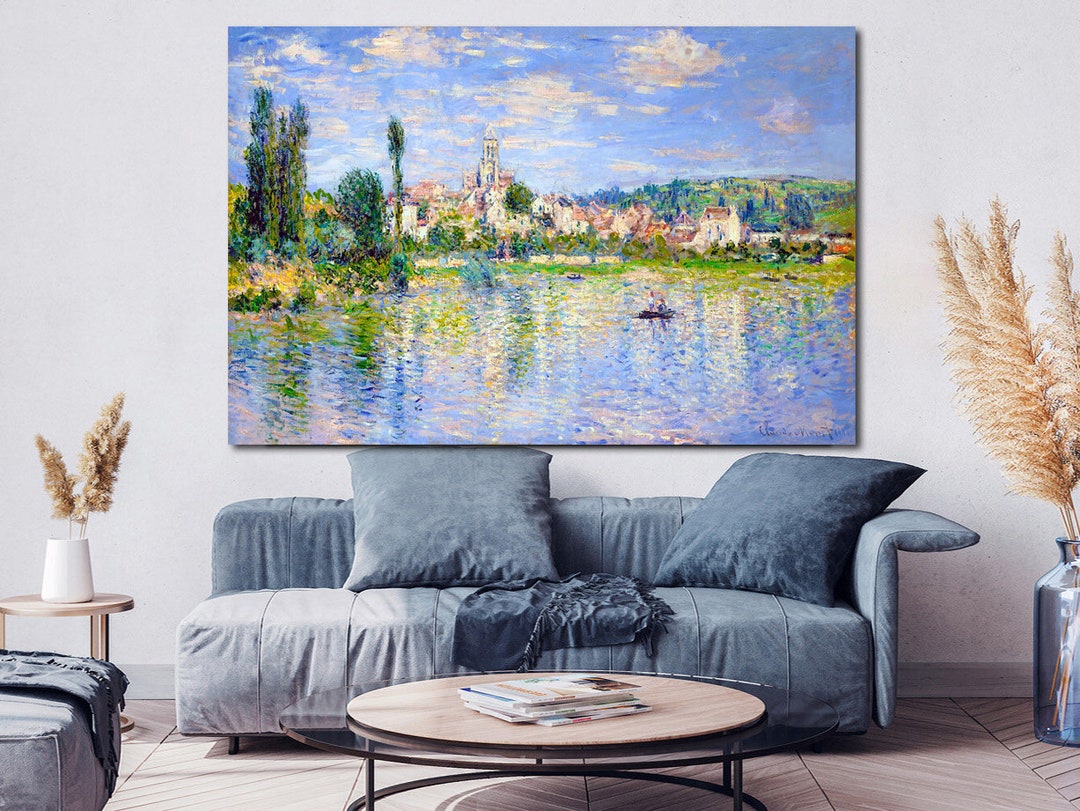 Claude Monet Vetheuil in Summer (1880) Blue Extra Large Canvas Print ...