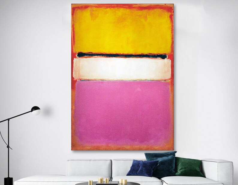 Mark Rothko White Center Yellow Pink Painting on Canvas Bright Colorful ...