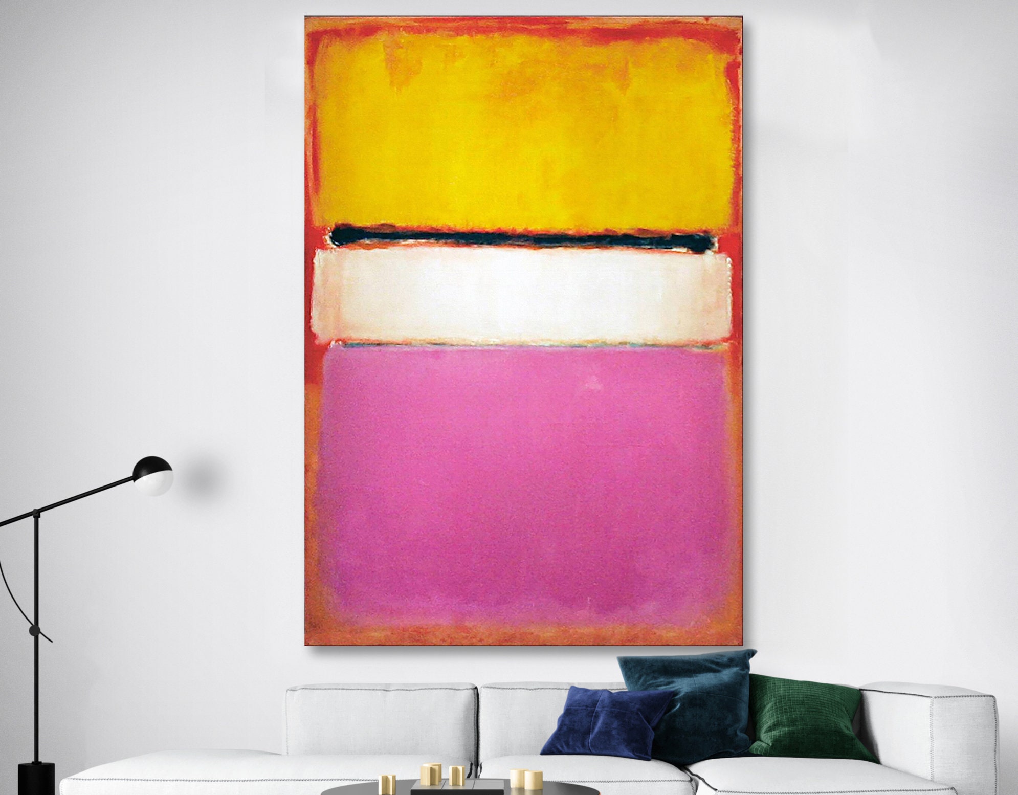 Mark Rothko White Center Yellow Pink Painting on Canvas Bright Colorful ...