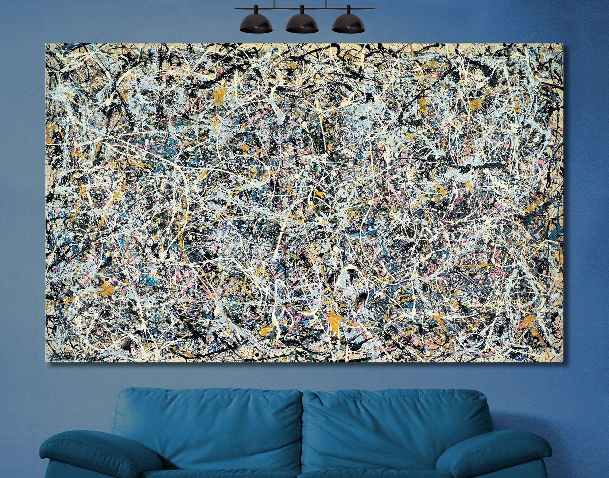 Jackson Pollock Number 1 Print Canvas Bright Colorful Living Room Extra ...