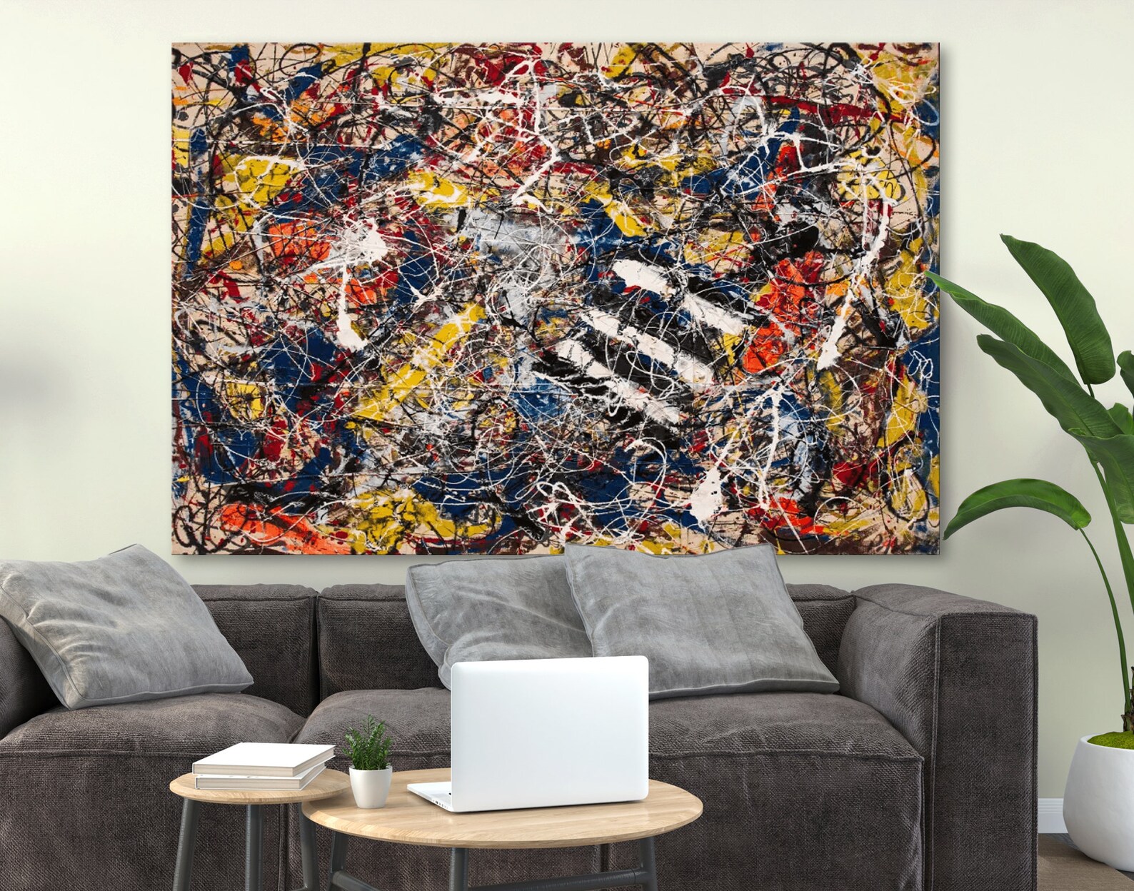Jackson Pollock No. 17A Print on Canvas Bright Colorful Living Room ...