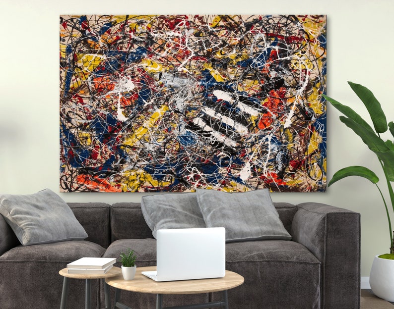 Jackson Pollock No. 17A Print on Canvas Bright Colorful Living Room ...