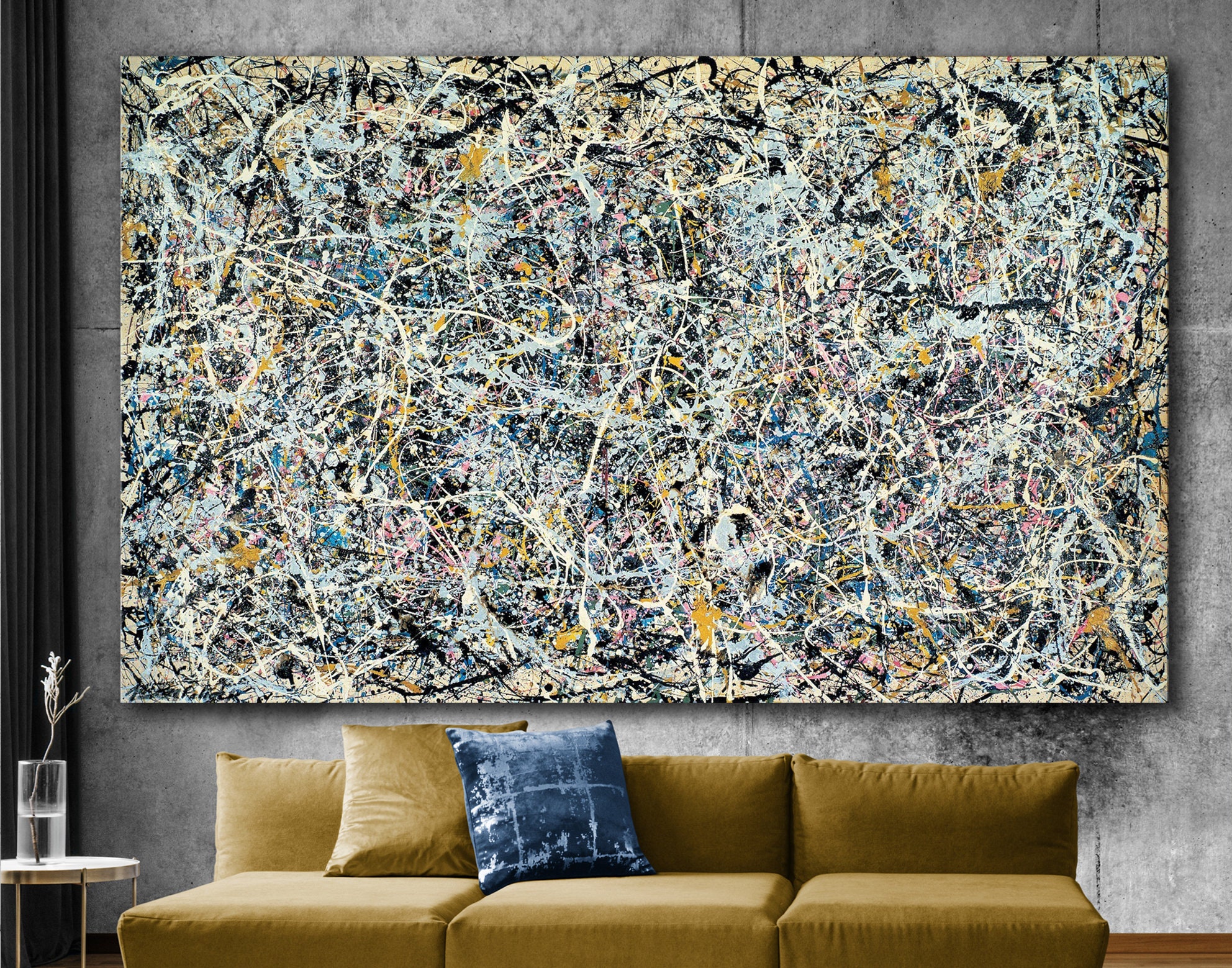 Jackson Pollock Number 1 Print Canvas Bright Colorful Living Room Extra ...