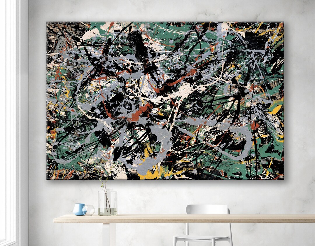 Jackson Pollock Untitled Green Silver Print on Canvas Bright Living ...