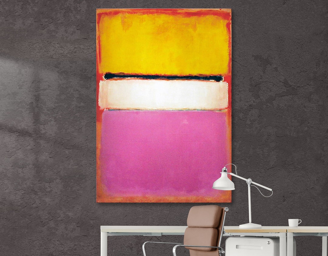 Mark Rothko White Center Yellow Pink Painting on Canvas Bright Colorful ...