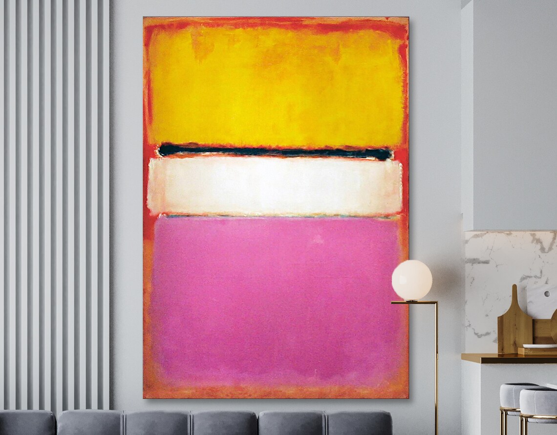 Mark Rothko White Center Yellow Pink Painting on Canvas Bright Colorful ...