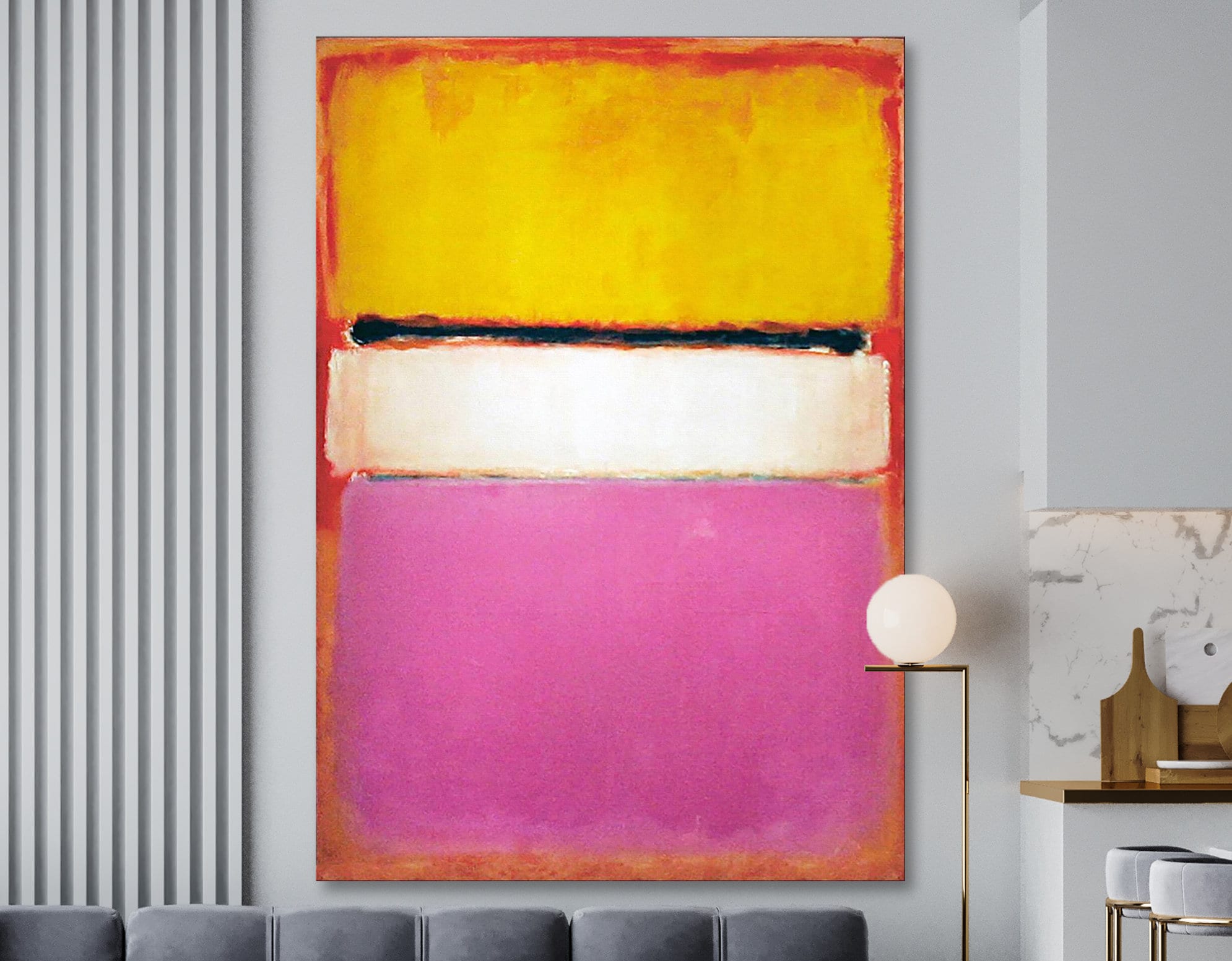 Mark Rothko White Center Yellow Pink Painting on Canvas Bright Colorful ...
