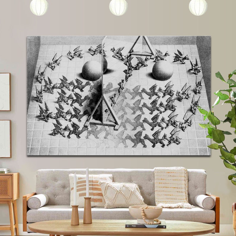 M.C. Escher Magic Mirror Print on Canvas Bright Living Room Modern ...