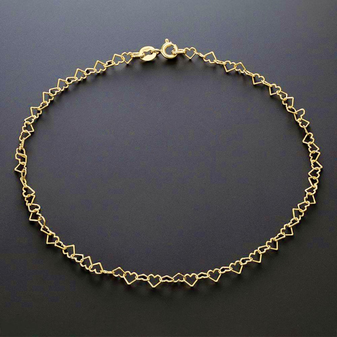 Heart Chain Anklet | Danity Gold Anklet | Anniversary Gift | 9ct Gold ...