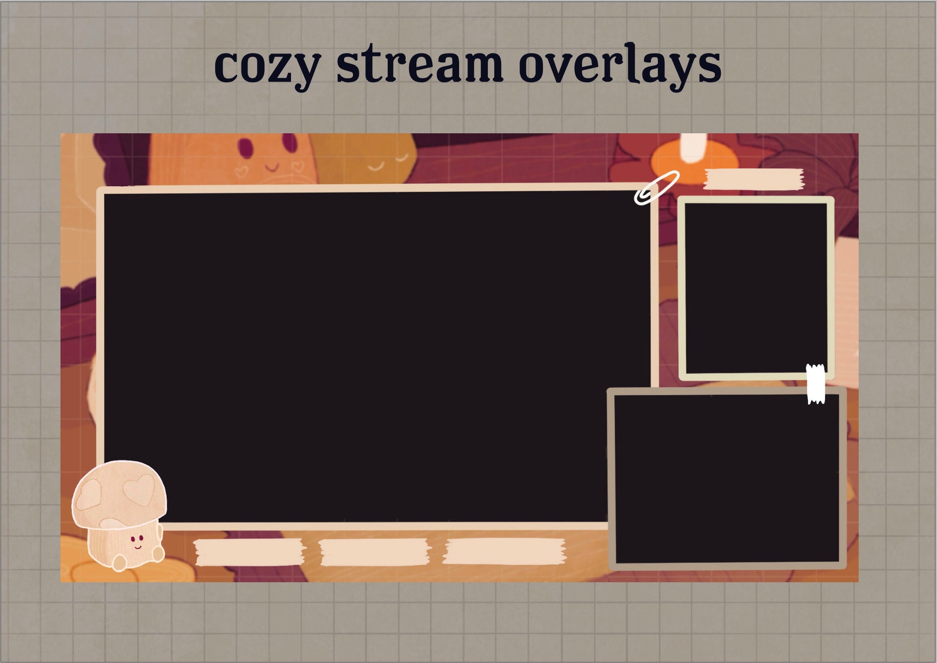 Cozy Animated Stream Overlay Pack / VTUBER Stream Overlay Package ...
