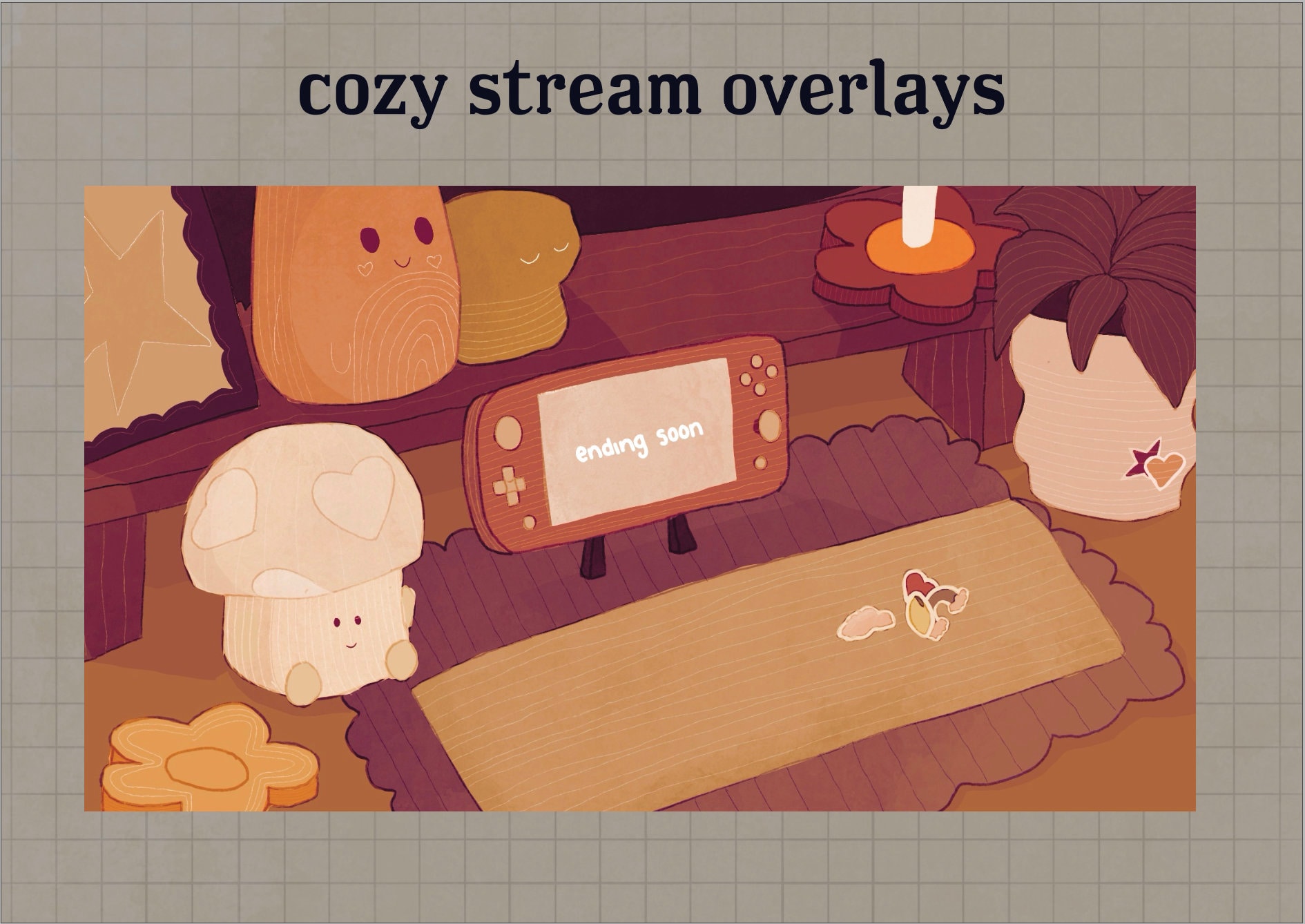 Cozy Animated Stream Overlay Pack / VTUBER Stream Overlay Package ...