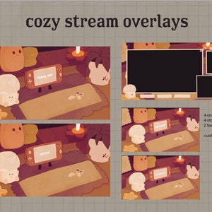 Cozy Animated Stream Overlay Pack / VTUBER Stream Overlay Package ...