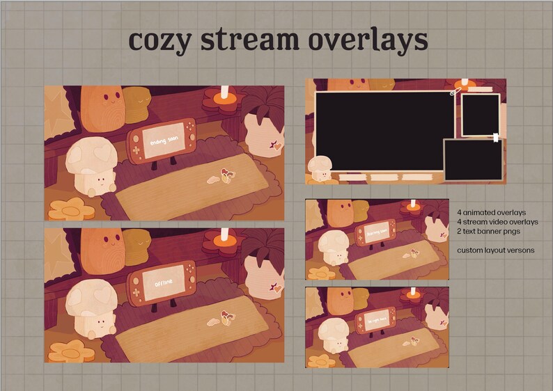 Cozy Animated Stream Overlay Pack / VTUBER Stream Overlay Package ...