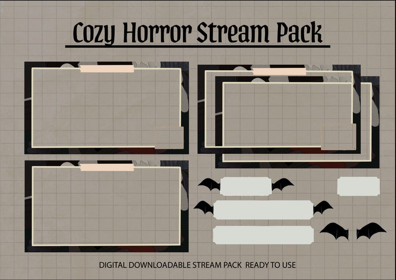 Cozyhorror Animated Stream Overlay Pack / VTUBER Stream Overlay Package ...