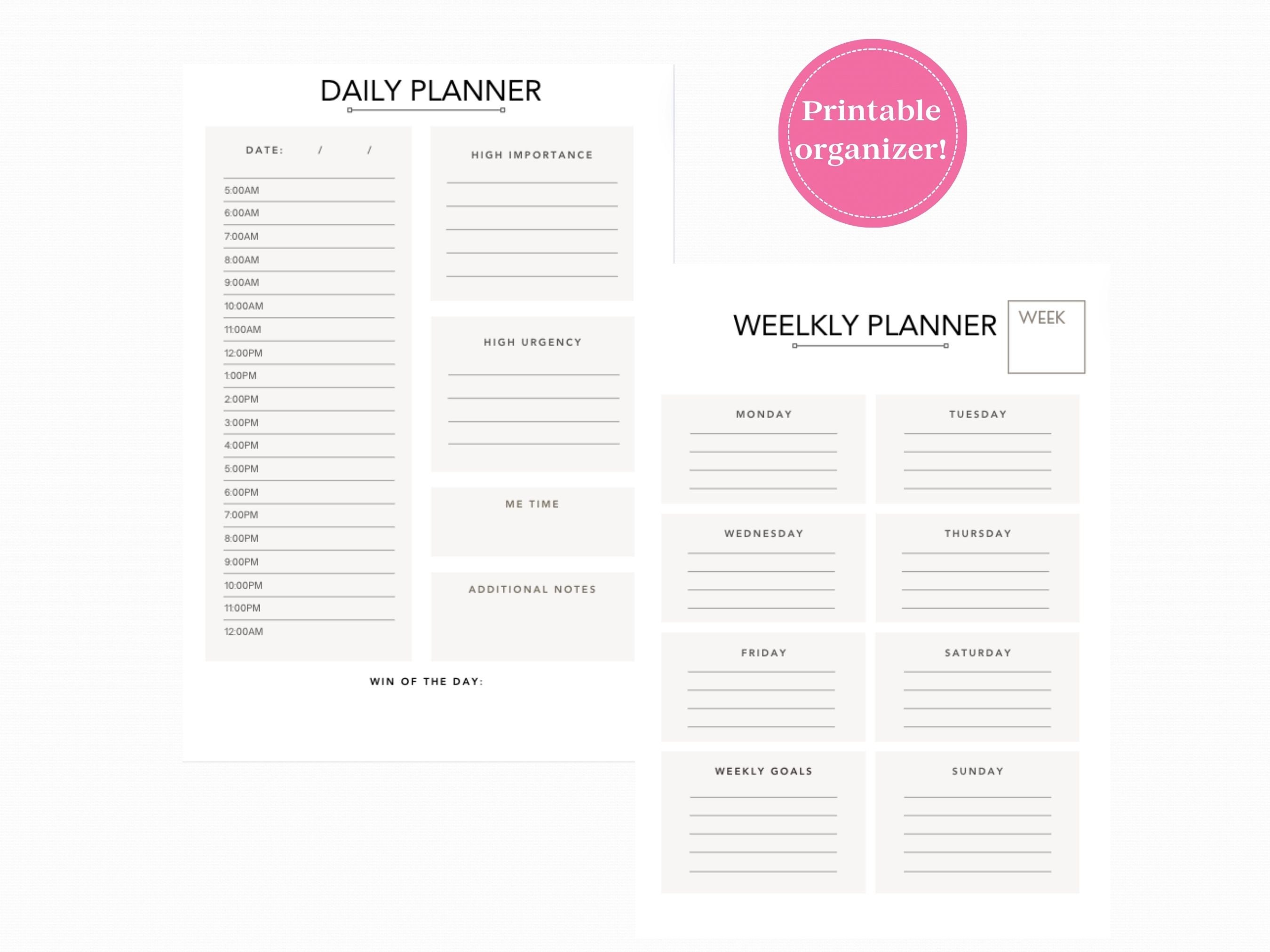 Time Management Tracker and Schedule for Day, Week, Month; Planner for ...