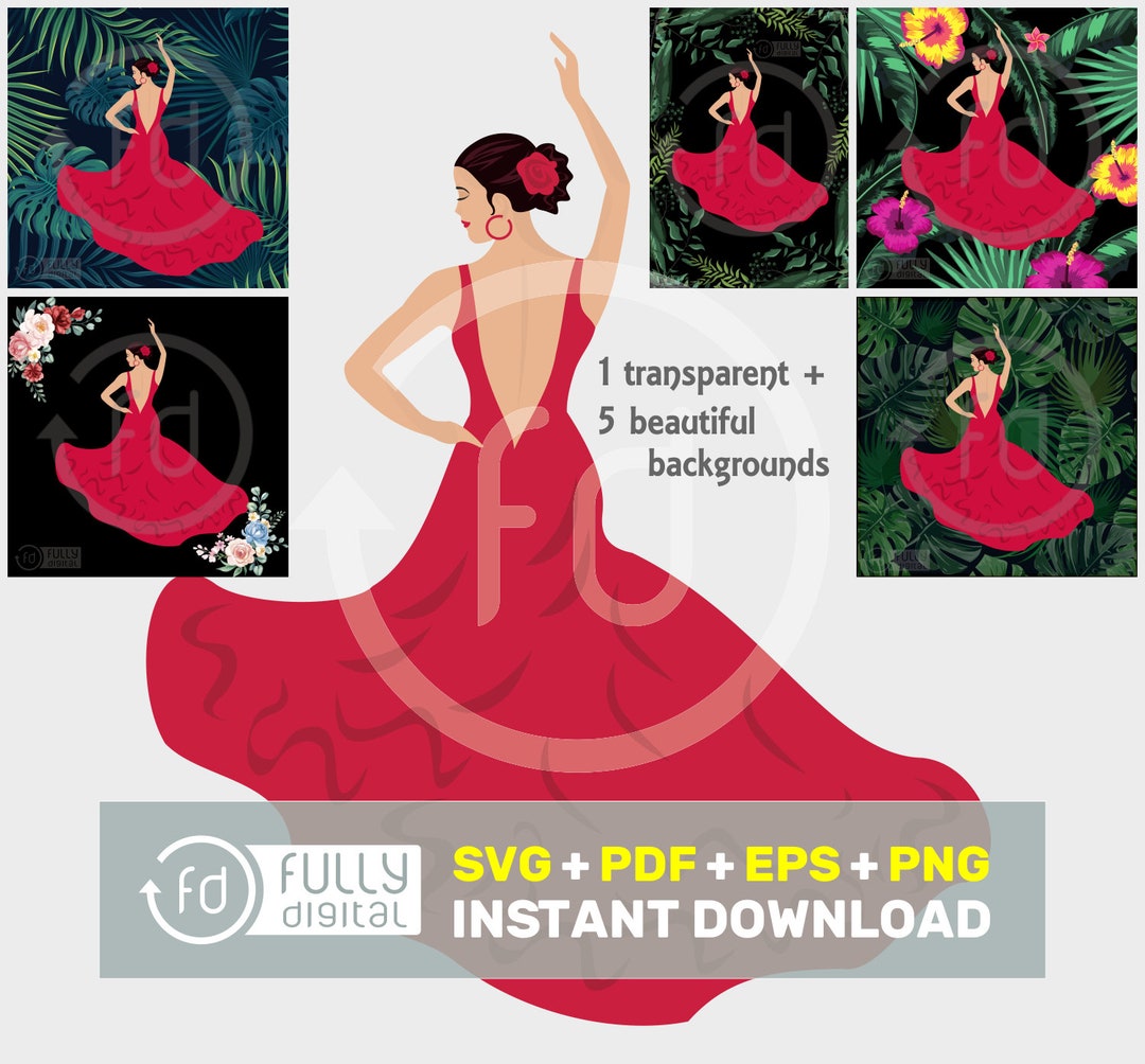 Flamenco Dancer. Spanish Dancer Clip Art. Woman Andalusia, Seville ...