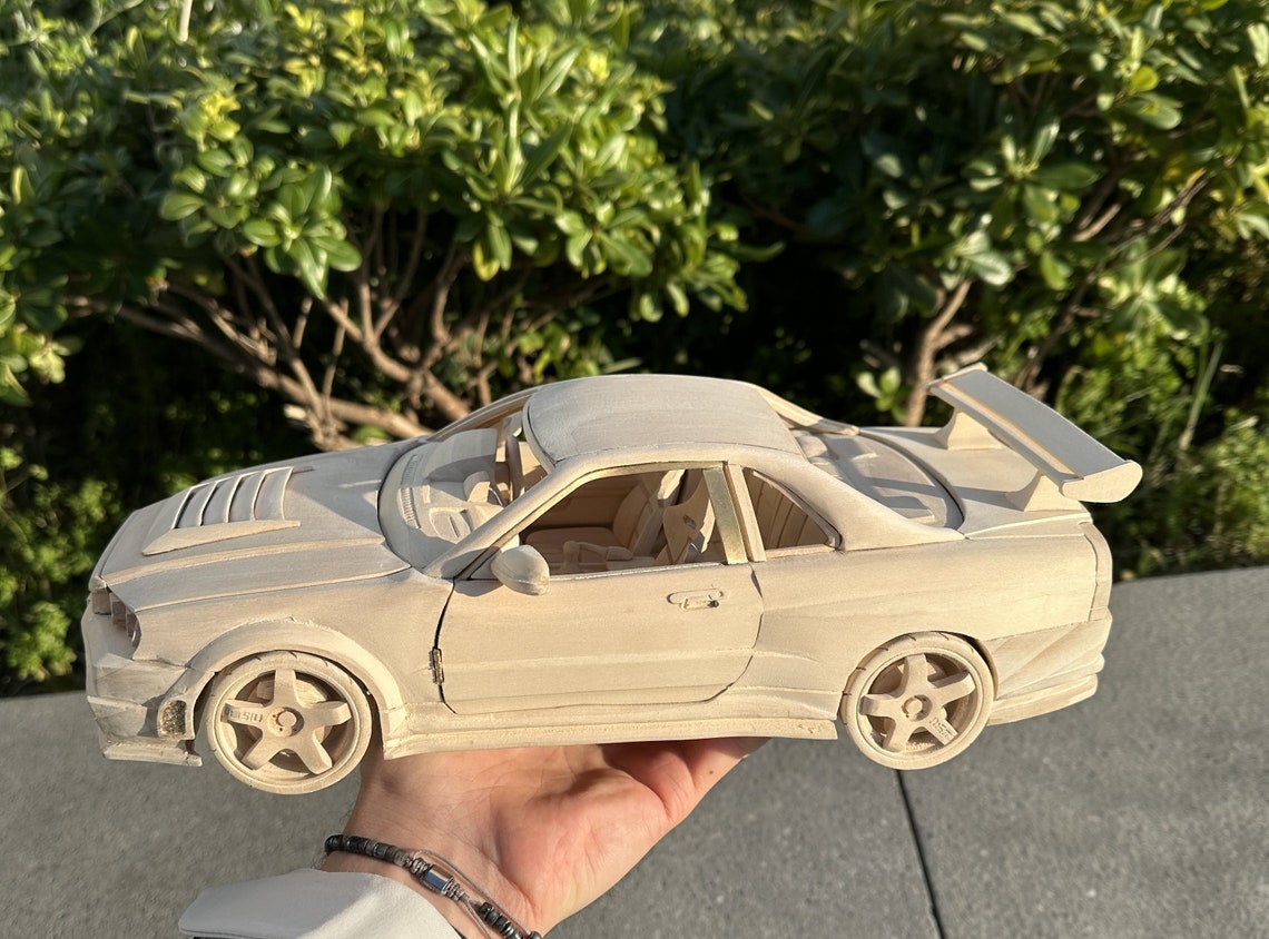 Nissan Skyline GTR, R34, 1/13 Scale, Wooden Car, Handcrafted Toys ...