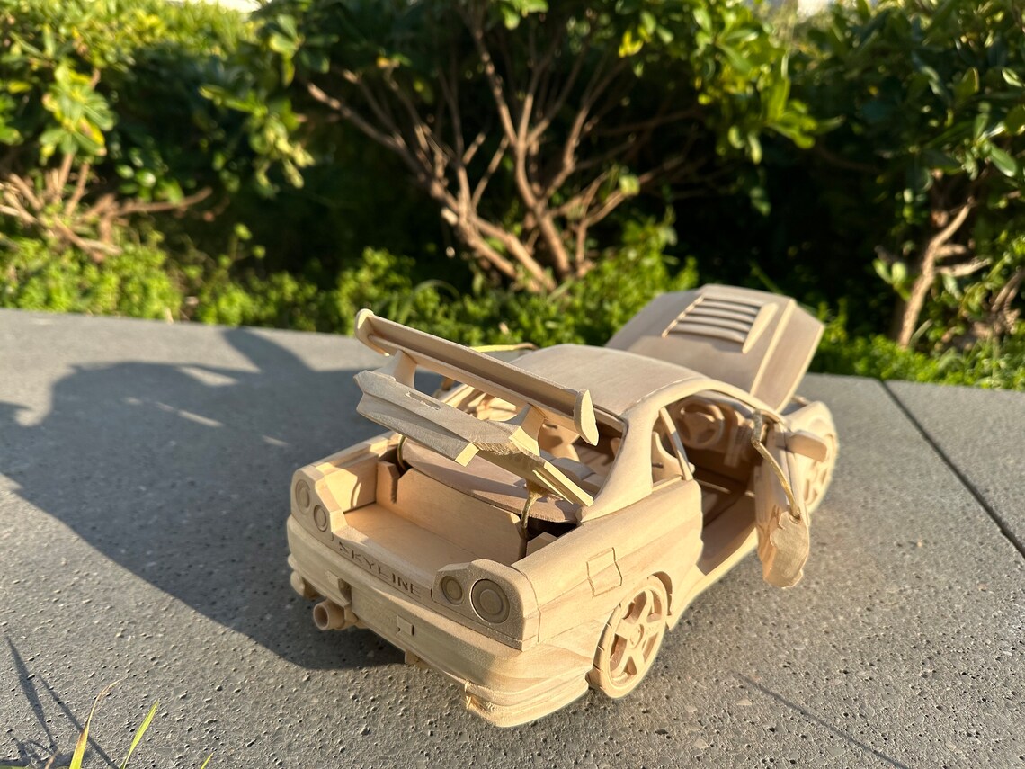 Nissan Skyline GTR, R34, 1/13 Scale, Wooden Car, Handcrafted Toys ...