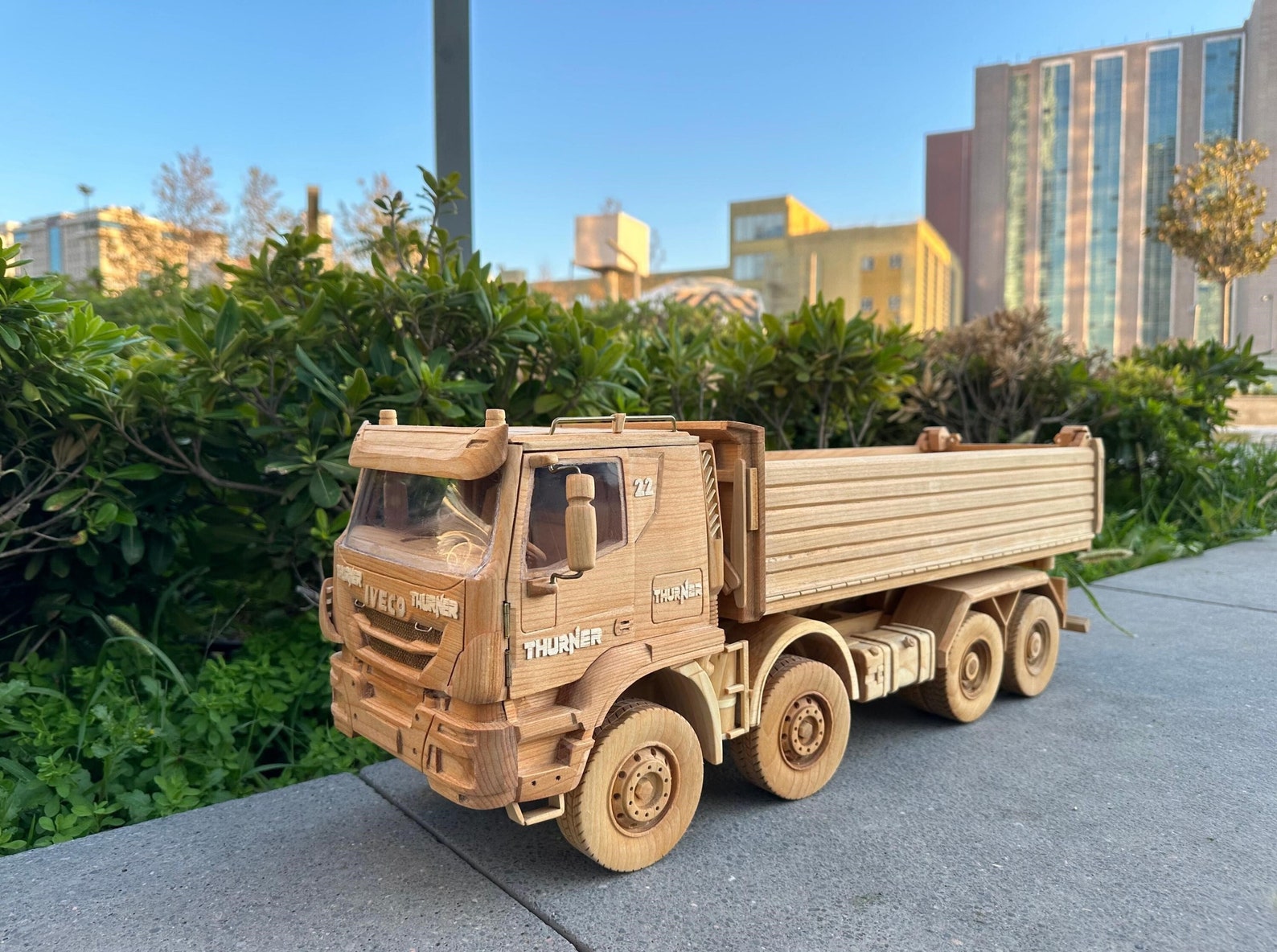 Iveco Trakker 8X4 1:14 Scale, Truck, Handcrafted From Natural Wood, %100 Handmade, Natural Gift ...