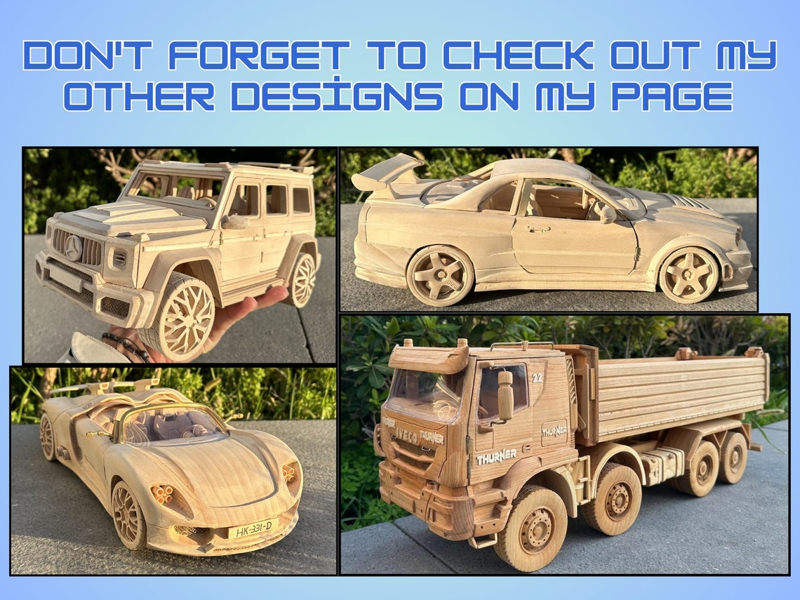 Nissan Skyline GTR, R34, 1/13 Scale, Wooden Car, Handcrafted Toys ...