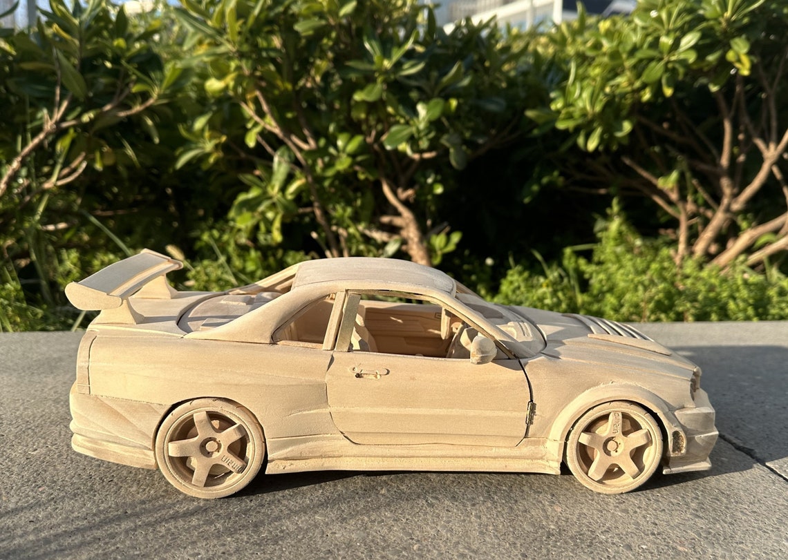 Nissan Skyline GTR, R34, 1/13 Scale, Wooden Car, Handcrafted Toys ...